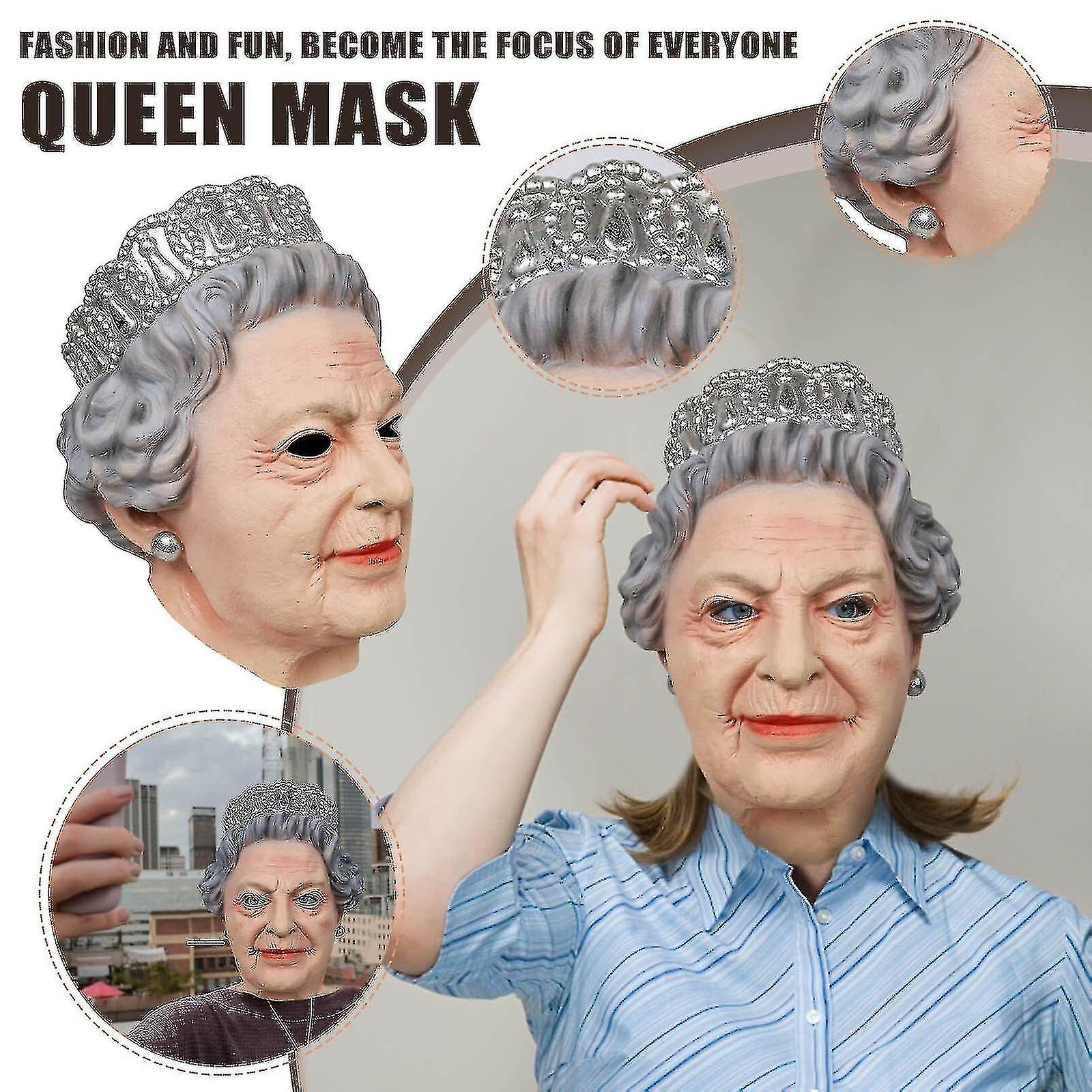Realistic Queen Elizabeth Mask Latex Human Wrinkle Face Mask Cosplay ...