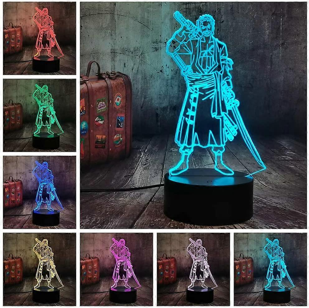 Wekity Roronoa Zoro 7 Colors Changing Table Action Figures Lamp Luffy ...
