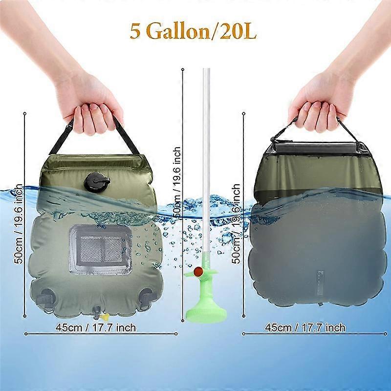 Outdoor 20L Water Bag Solar Heating Portable Shower Camping Hiking ...