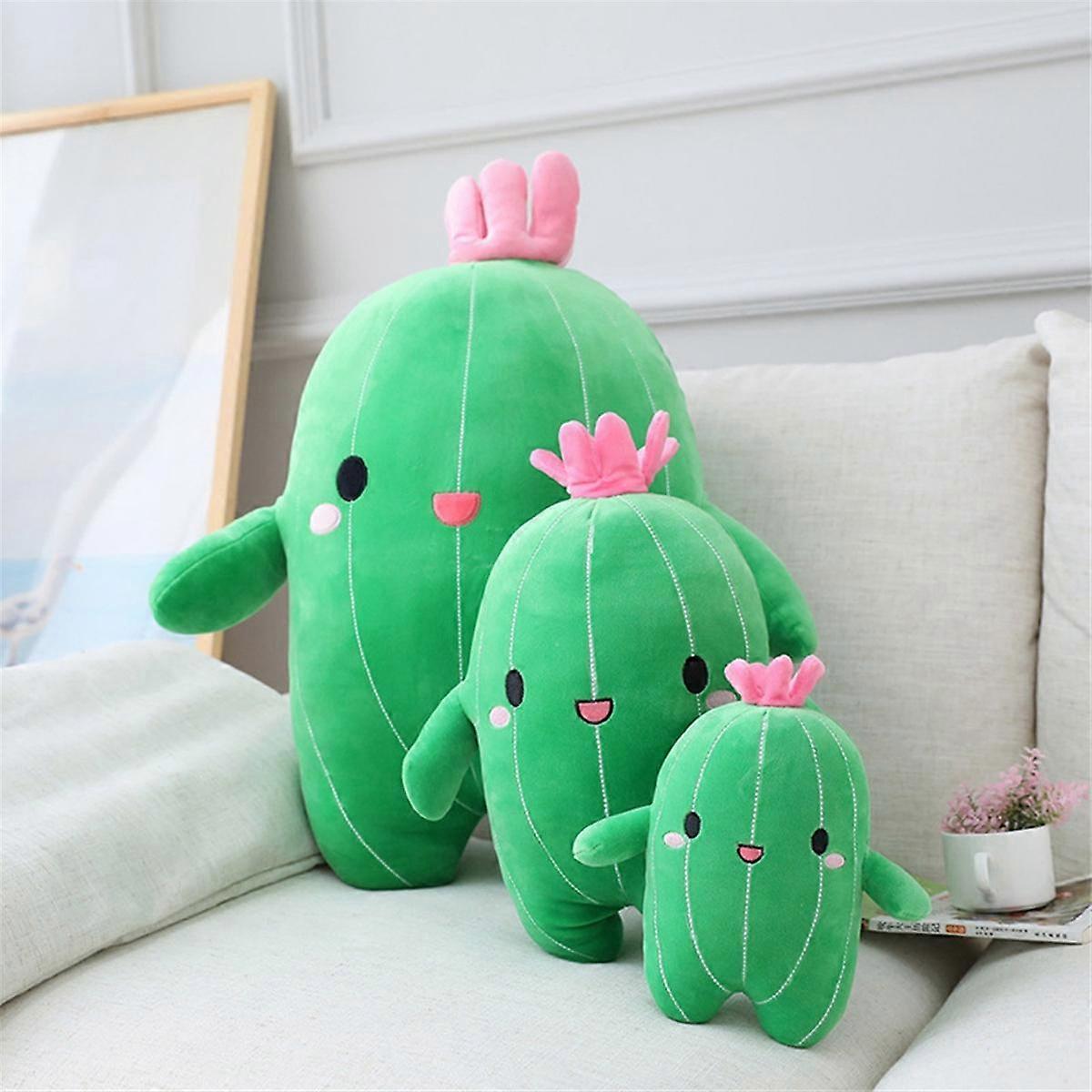Cuddly Cactus Stuffed Plant Animal with Smile Face and Pink Antenna Soft Cacti Plush Toy Pillow ...