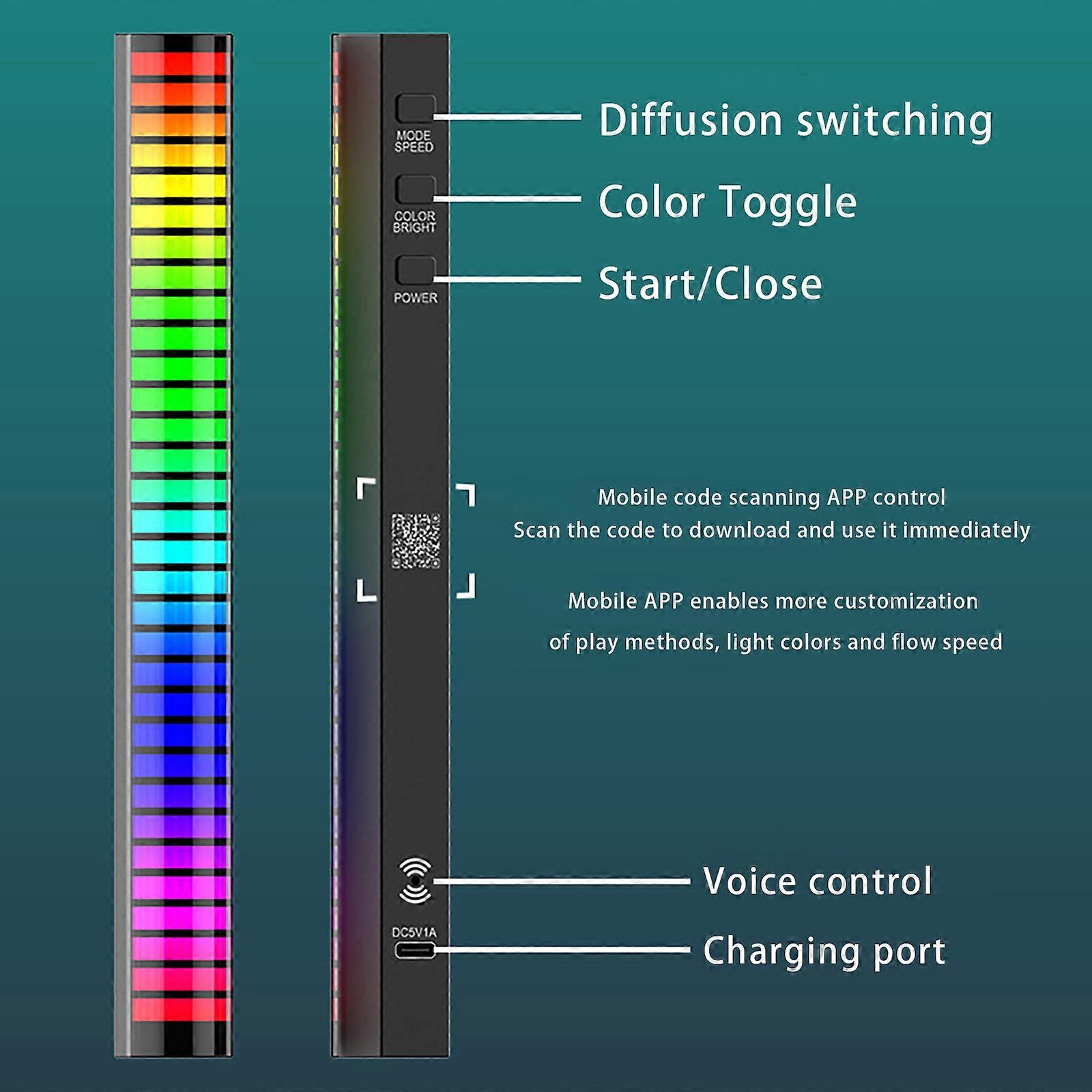 Music Cool RGB Voice Control Music USB Outdoor Car Desktop FLYE0525 ...