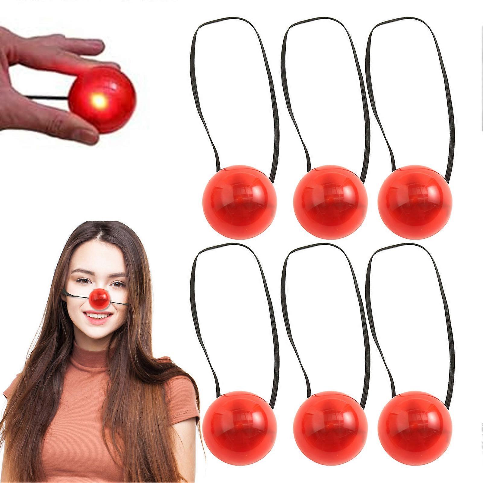1 Set Red Nose Days 2024 LED Glowing Red Clown Nose Funny Clown Nose ...