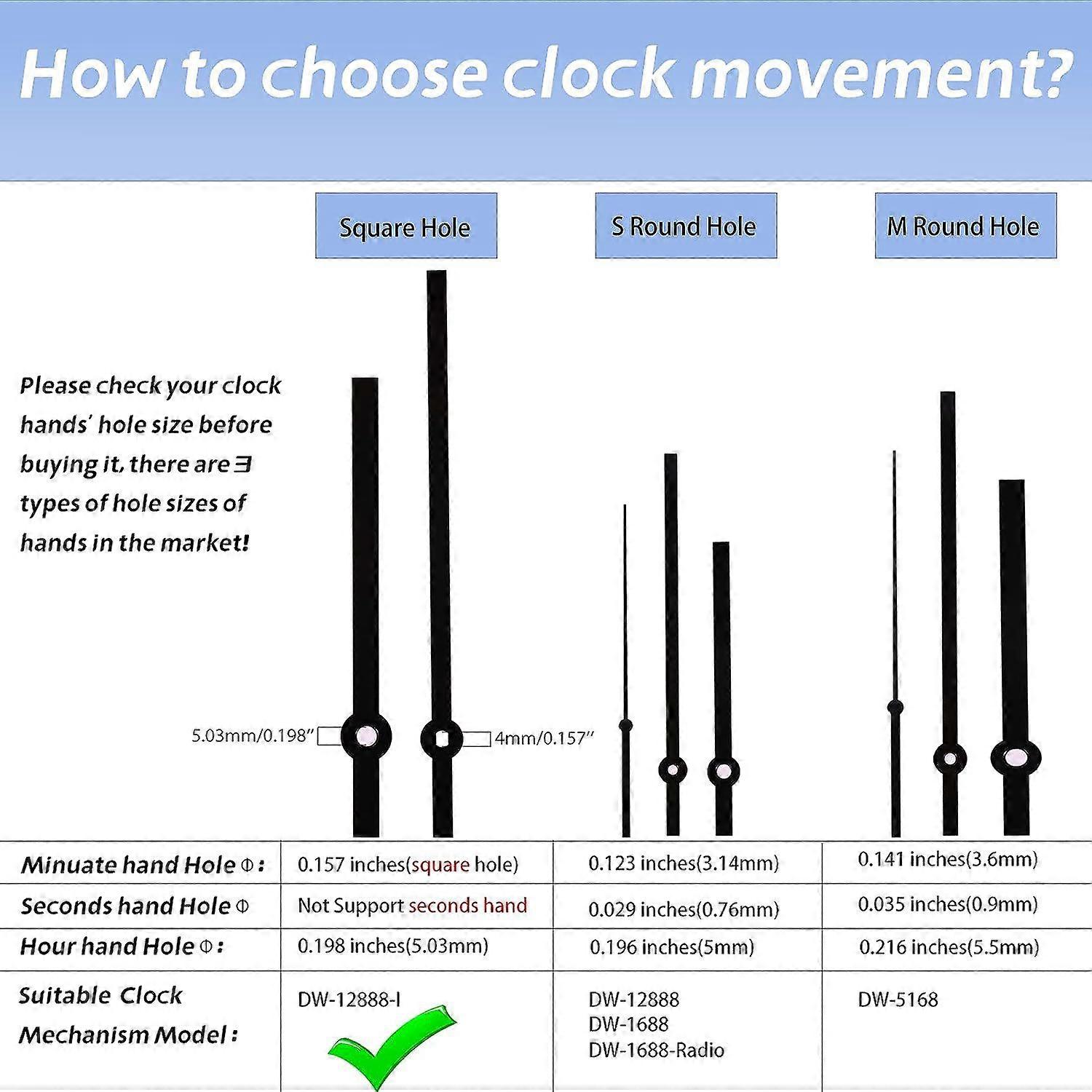 12888 Super Silent Sweep Clock Mechanism, Quartz Wall Clock Motor ...