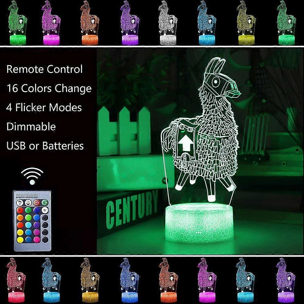 SBSG Llama Night Lights 16 Colors Option 3D Optical Illusion LED Lamps ...
