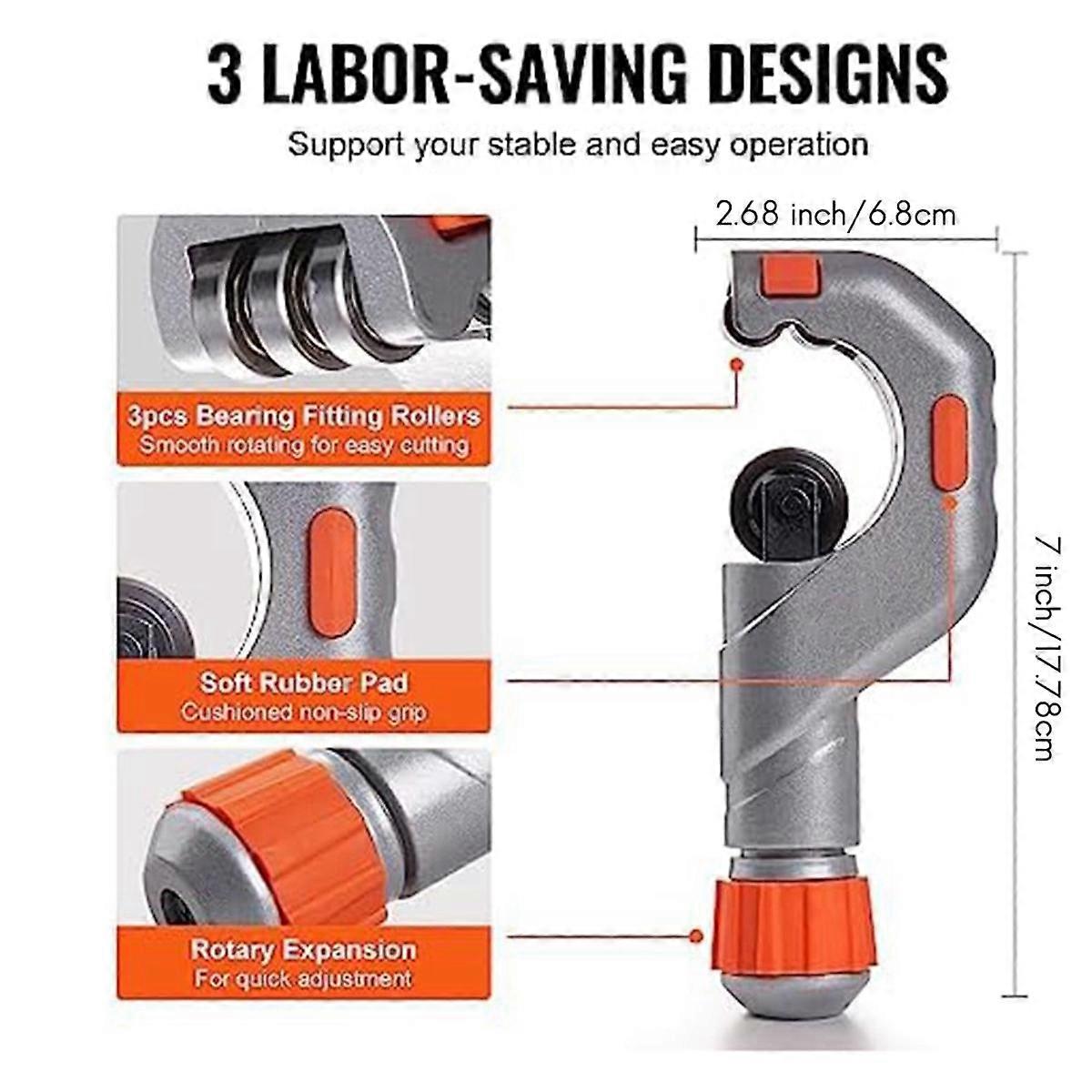 3PC Tubing Cutter Set,3/16-2Inch O.D. Copper Pipe Cutter,1/8-7/8Inch O ...