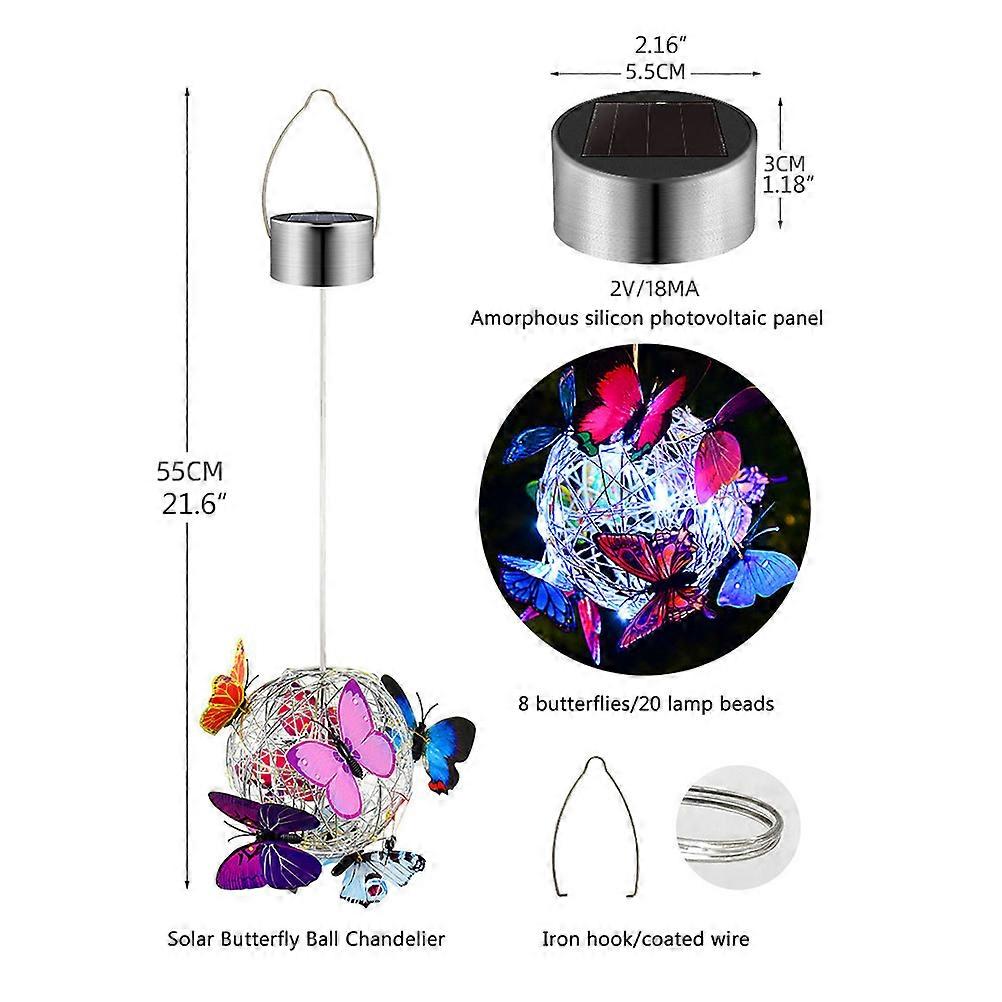 Hanging Solar Light Butterfly Solar Garden Lights with Colourful ...