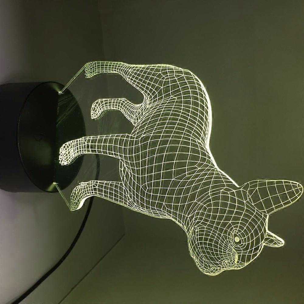 3D French Bull Dog Night Light Animal Table Desk Optical Illusion Lamps ...