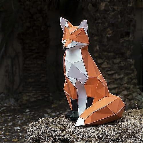 1pc Fox Paper Craft Kit, Abstract Low Poly Animals Diy Kit Home Decor ...