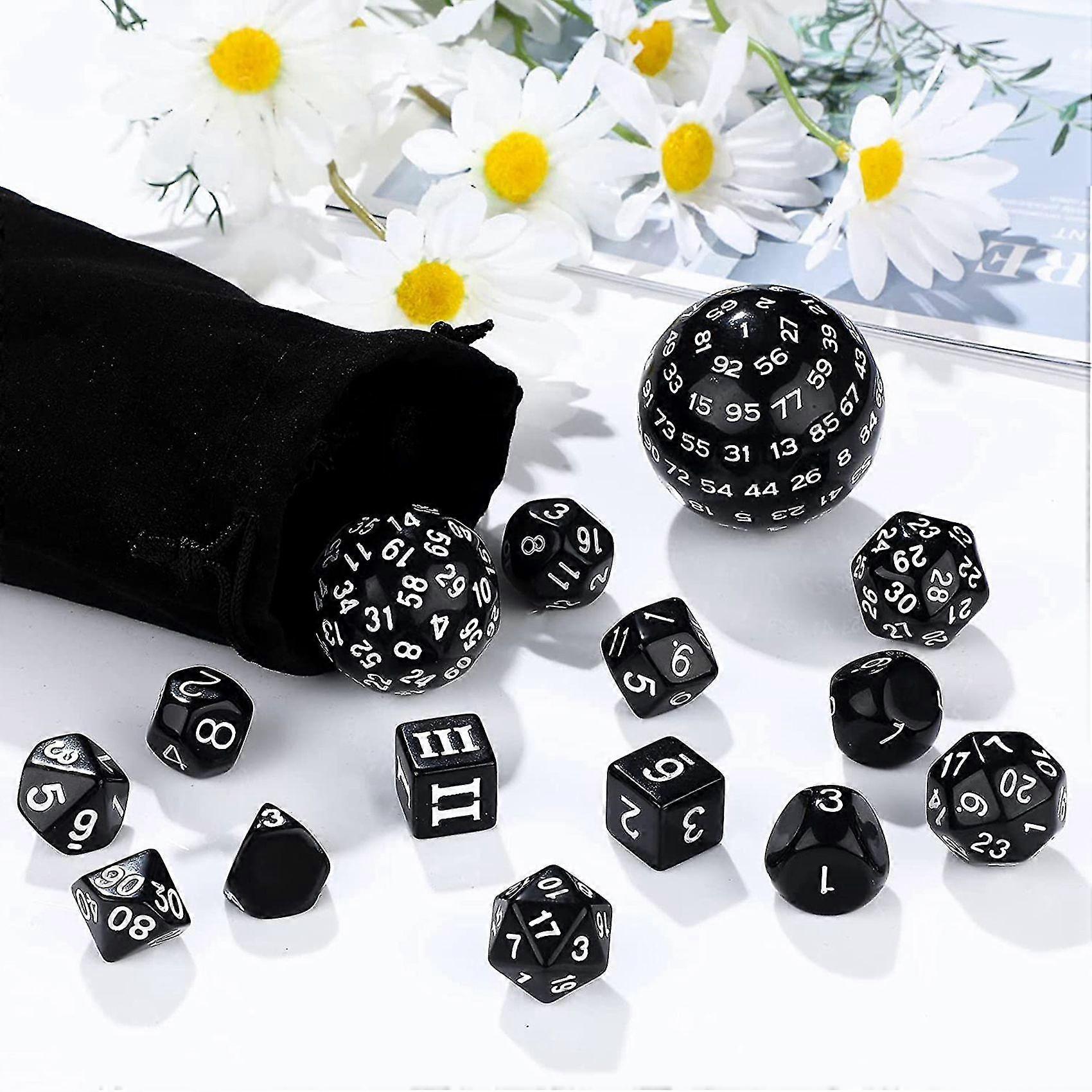 15-Piece Complete Polyhedral DND Dice Set - D3-D100 Spherical RPG Dice ...