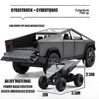 Cybertruck Toy Trucks with Motorcycle Diecast Metal Cyber Truck Model ...