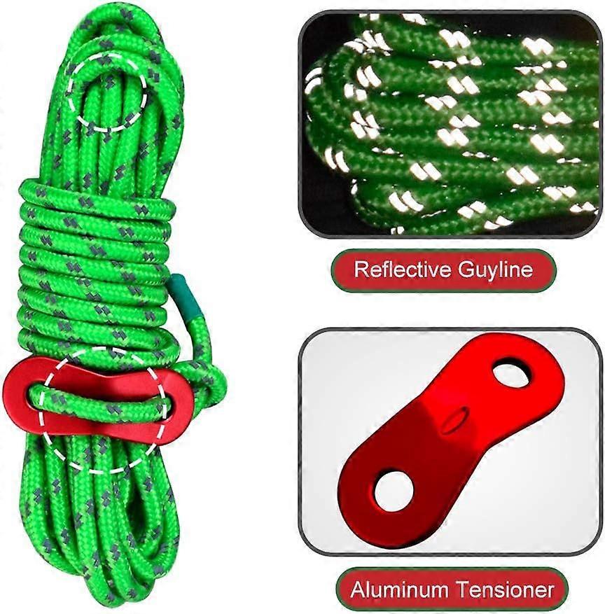 8 Pack Reflective Tent Guy Ropes, Light-Weight Tent Guide Lines Cord ...