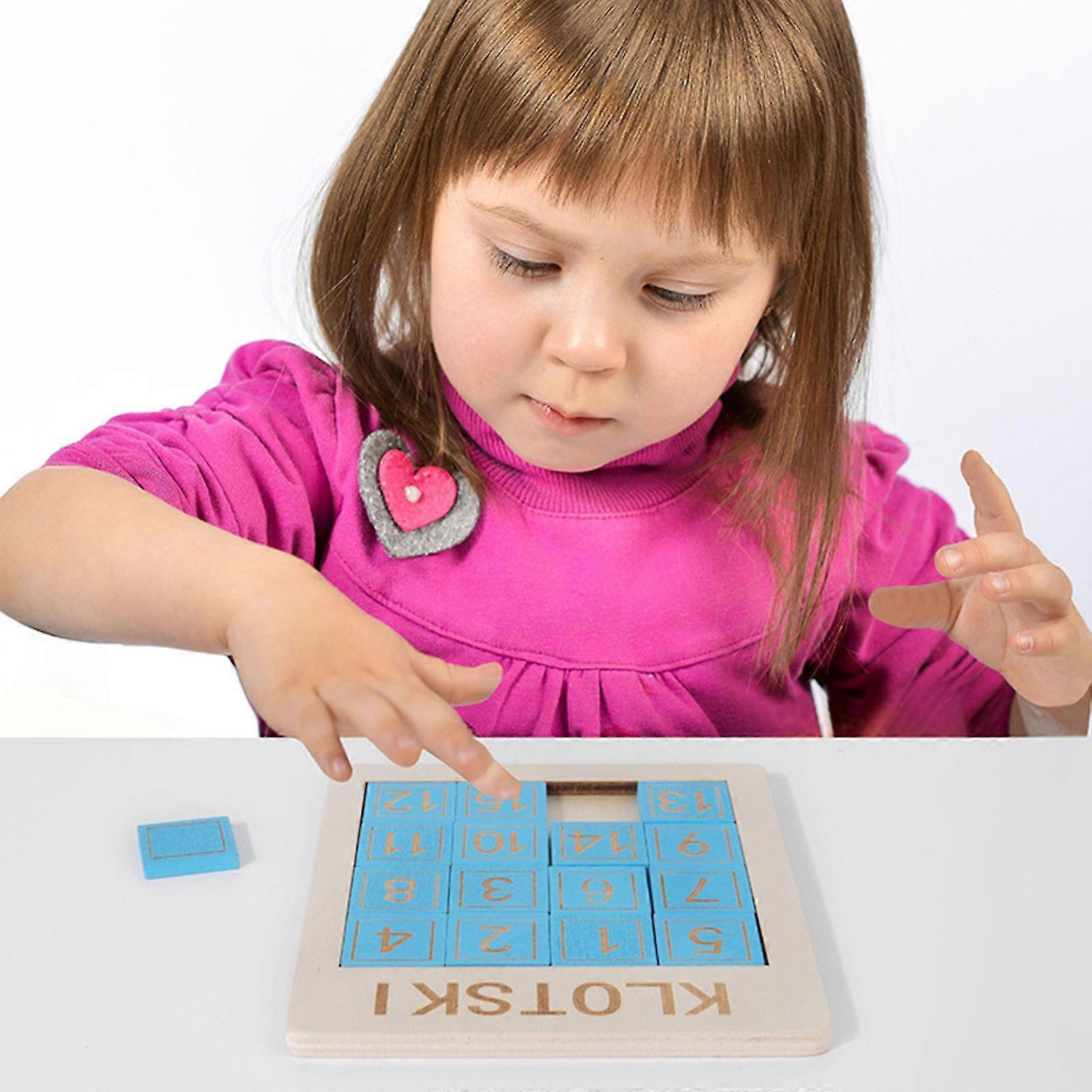 Wooden Klotski Sliding Puzzle Board Teaching Aids For Toddlers 3 4 5 ...