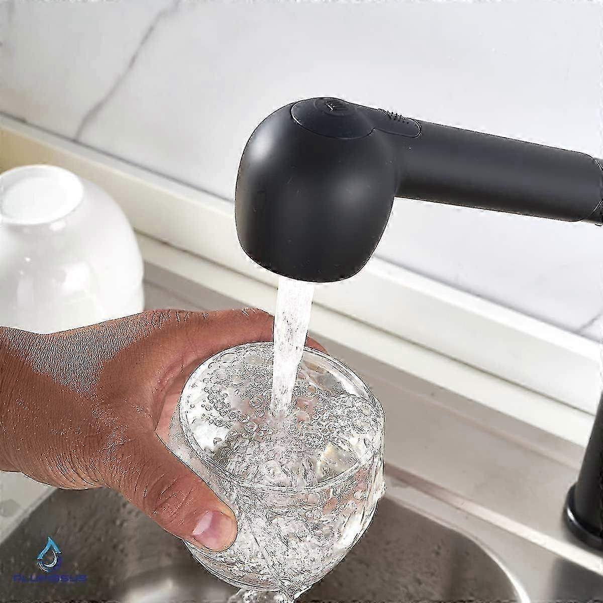 Pull-out kitchen faucet, black stainless steel kitchen tap, dual ...