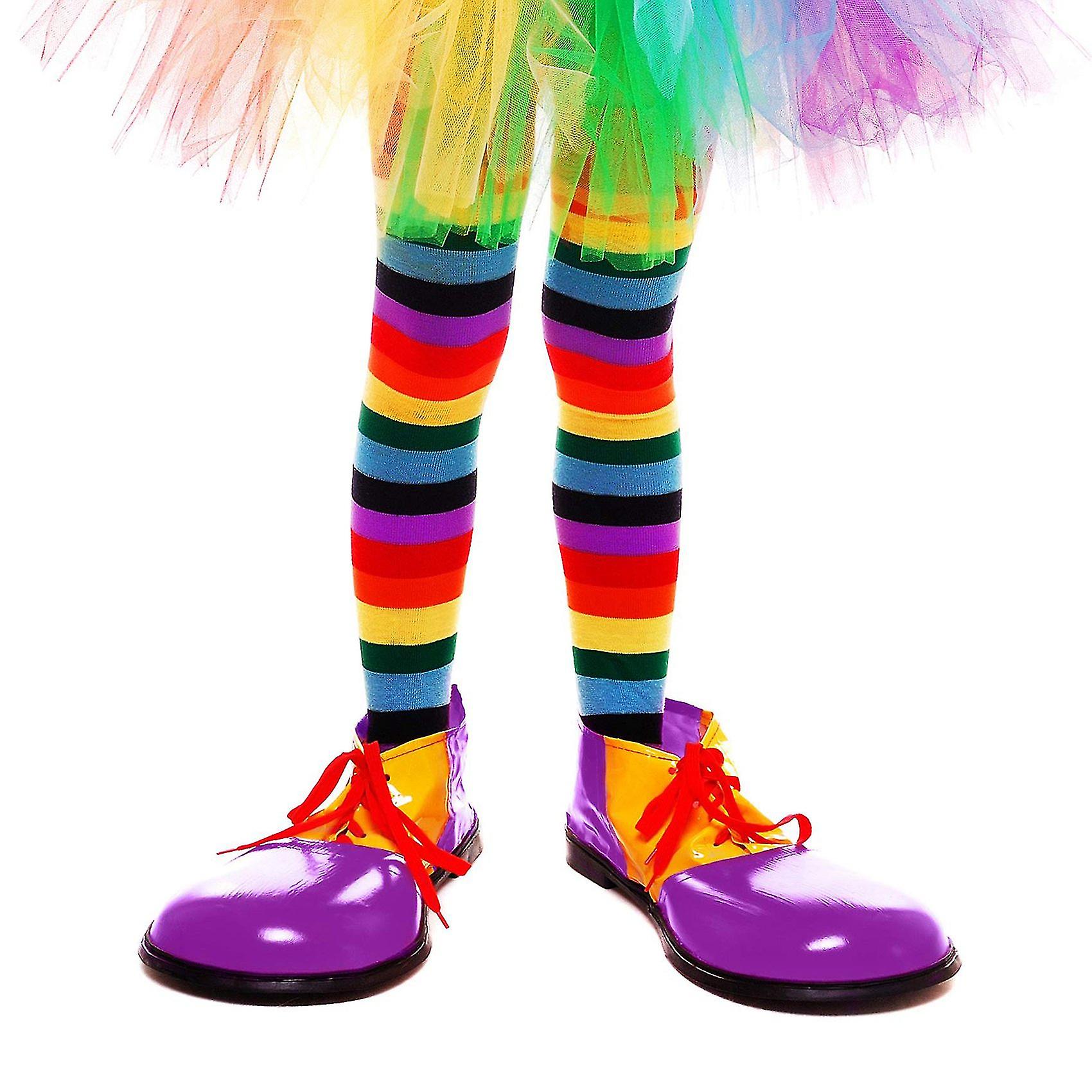 Colorful Rainbow Striped Socks Over the Knee Clown Striped Costume High ...