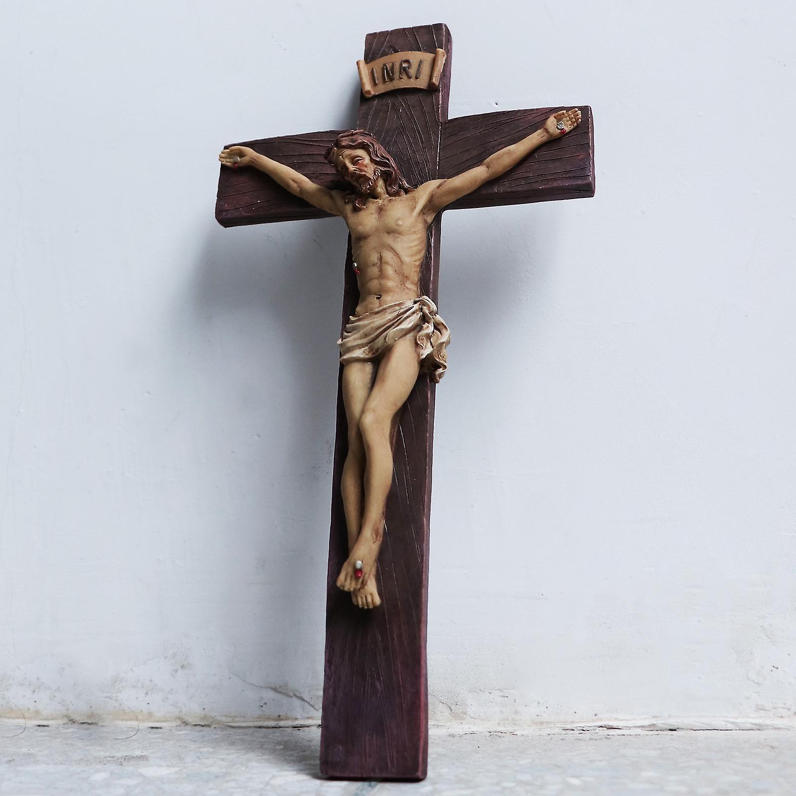 Resin Jesus Crucifix Statue Catholic Figurine Hanging Sculpture Chapel ...