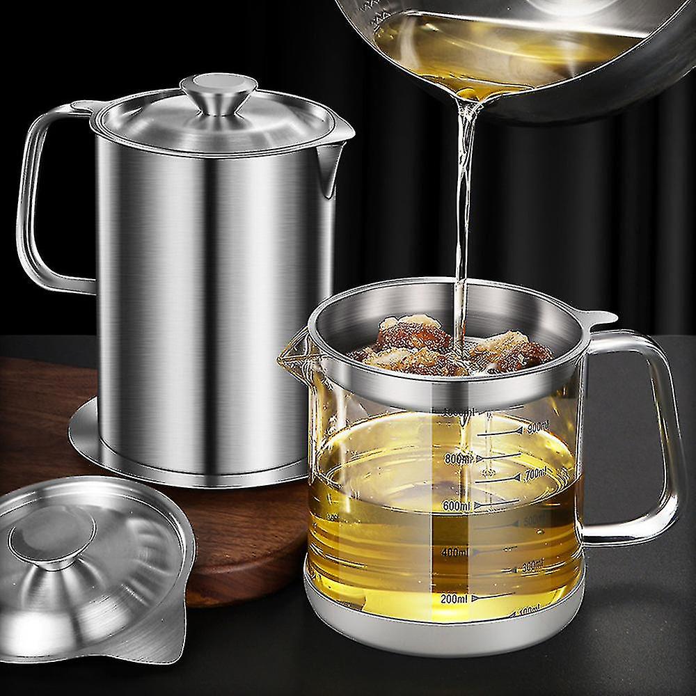 Fat Separator Measuring Cup Glass Grease Container Fat Stopper Oil ...