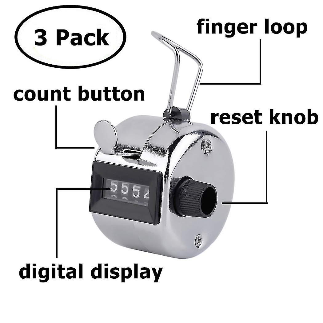 3 Pcs Hand Tally Counters, 4-digit Lap Trackers Manual Clickers Metal ...