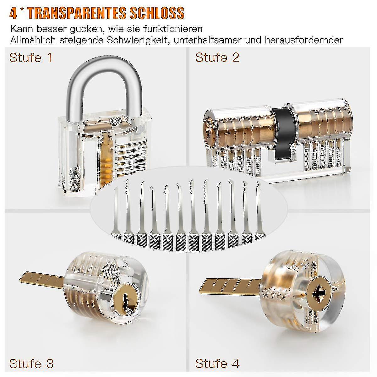 30-piece Lock Picking Set, Lock Pick Set With 3 Transparent Training ...