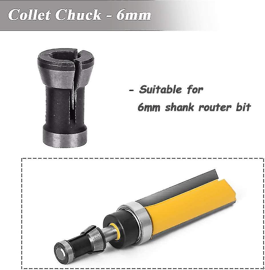3 Pieces Router Collet Chuck, 6mm 6.35mm 8mm Router Bit Collet Chuck ...