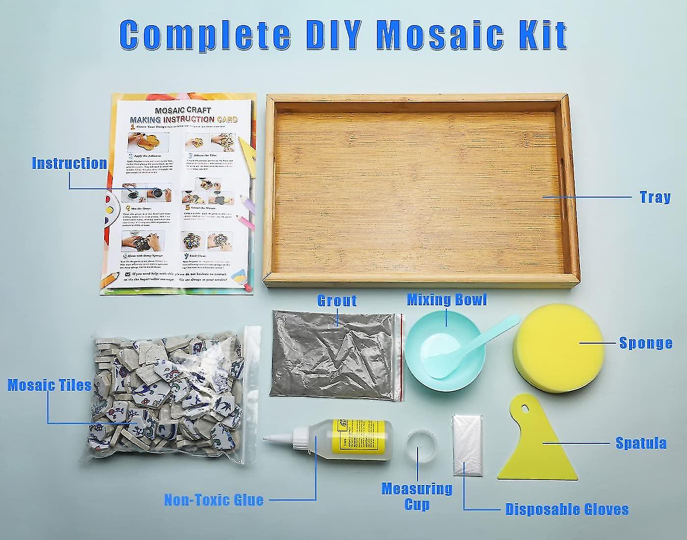 2 Sets Of Diy Mosaic Craft Kits Mosaic Tiles Coaster Kit Make Your Own ...