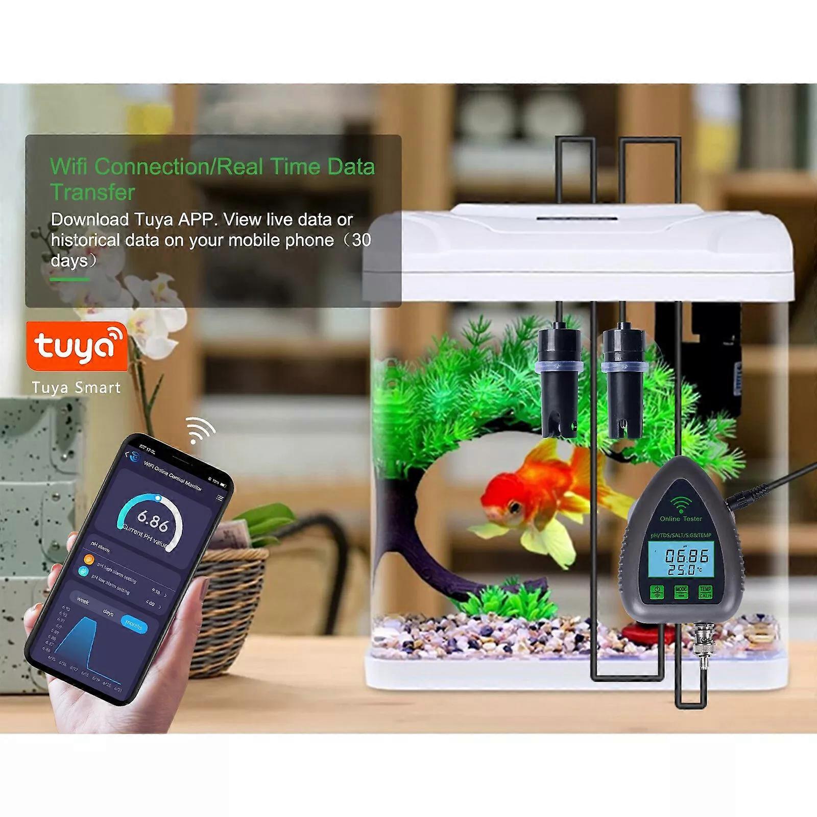 WIFI Smart Salinity Meter 5 in1 Ph TDS SALT S.G Temp Monitor Data ...