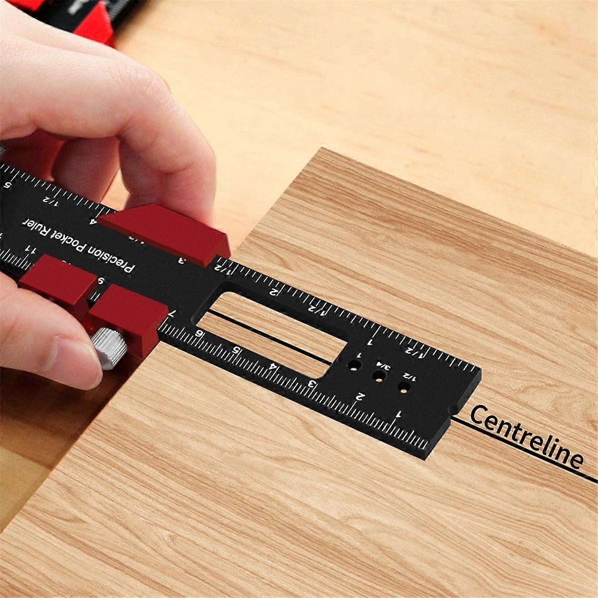 Woodworking Precision Pocket Ruler Aluminum Alloy Slide Ruler Inch ...