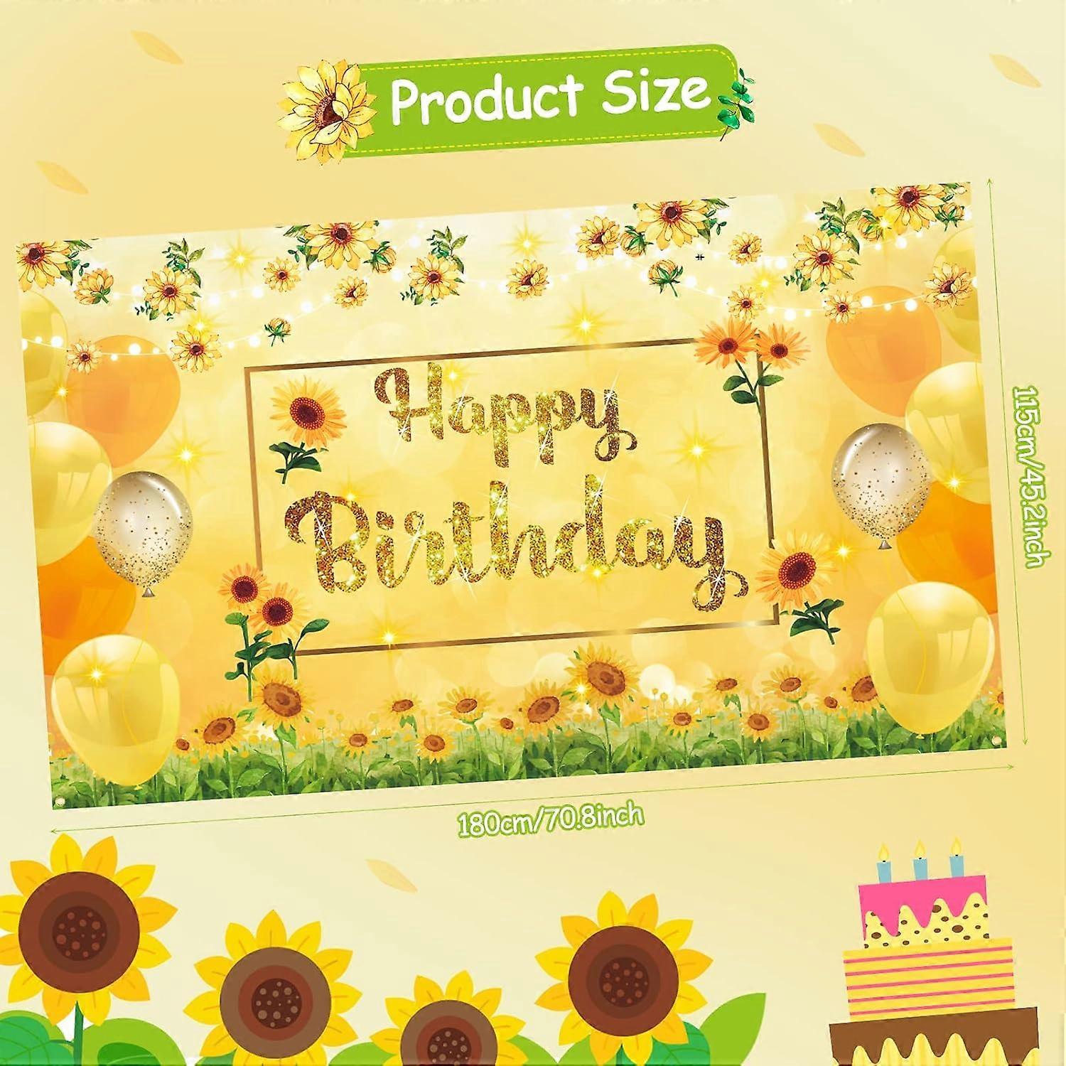 Sunflower Happy Birthday Decorations Banner, Sunflower Birthday Banner ...