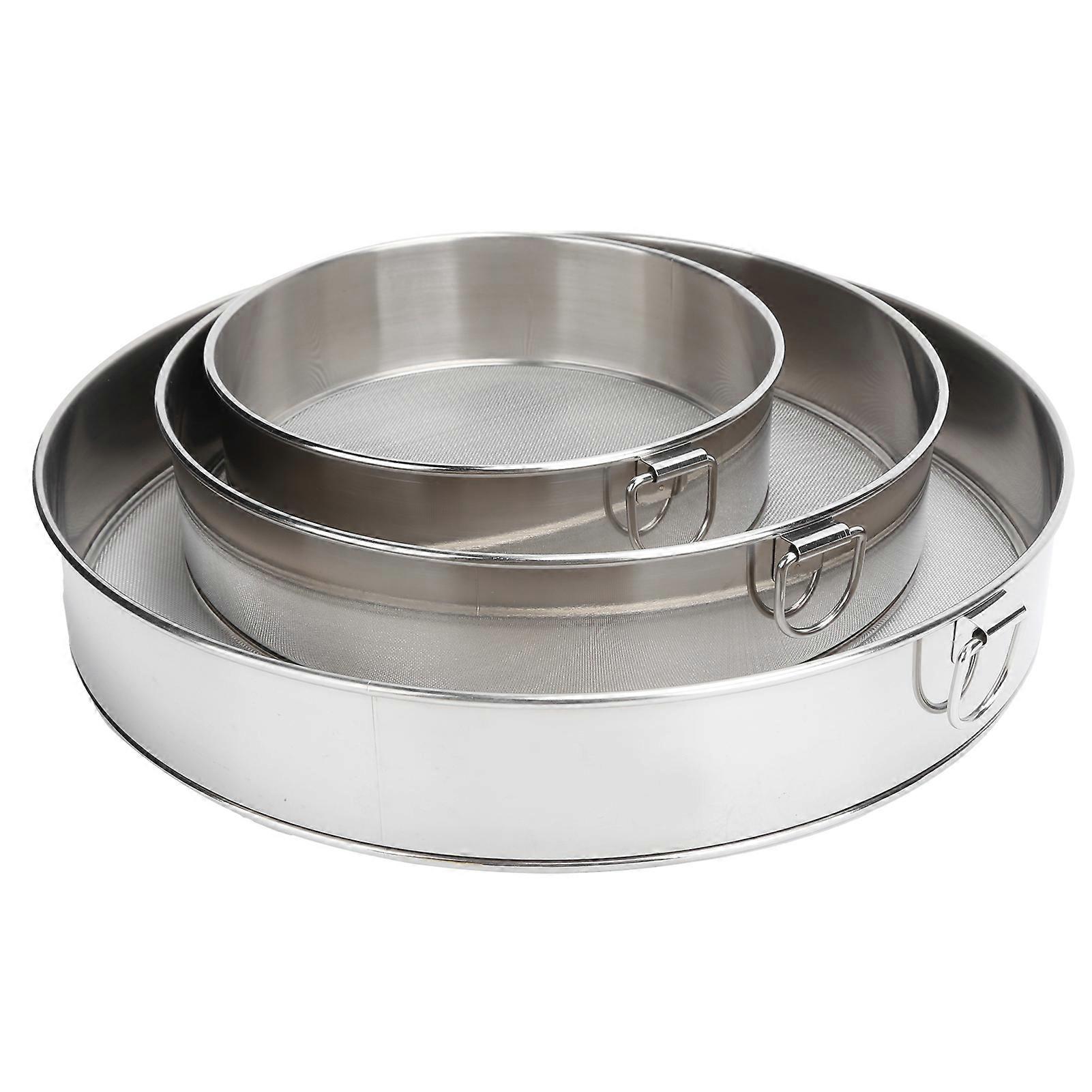 3Pcs Flour Sieve Set 304 Stainless Steel Round Flour Powder Filter ...