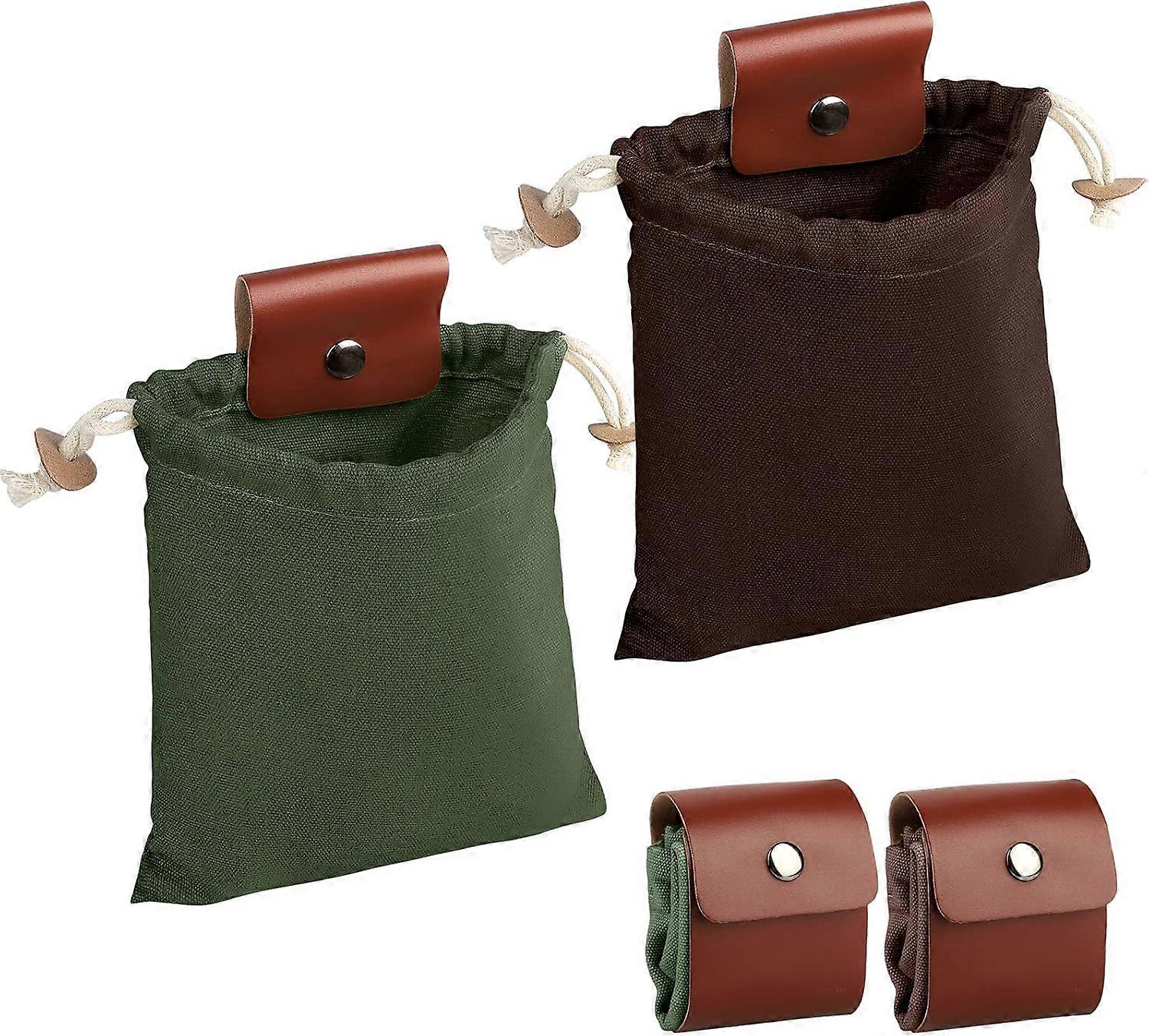 Canvas Bushcraft Bag, 2 Pack Foldable Canvas Leather Feed Bags ...