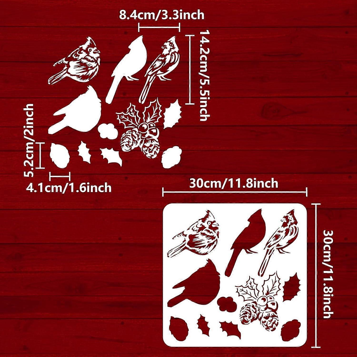 1Pc Layered Cardinal and Holly Stencil for Painting Large Cardinal ...