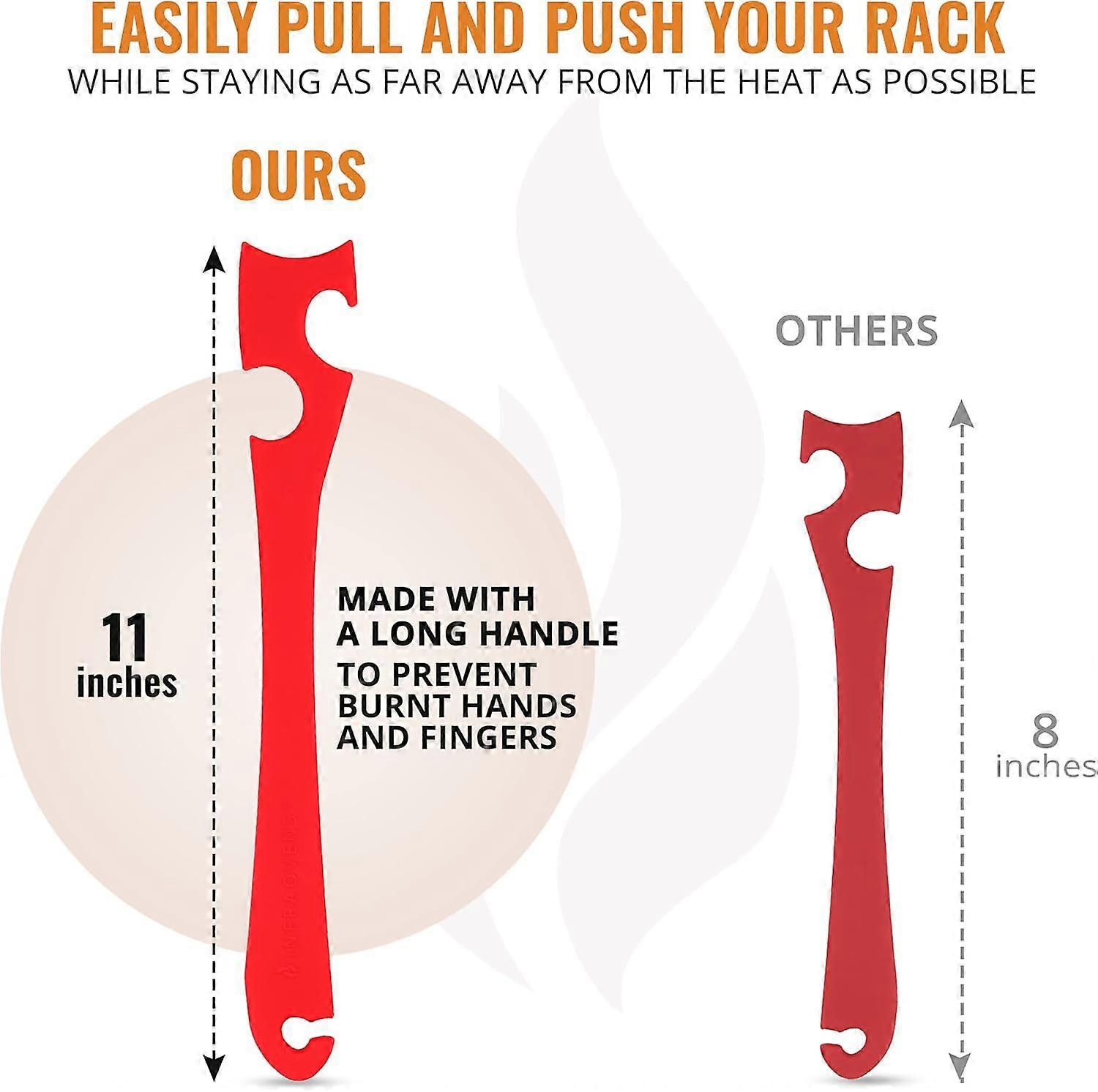 Silicone oven rack push and pull tool with long handle, shelf puller ...