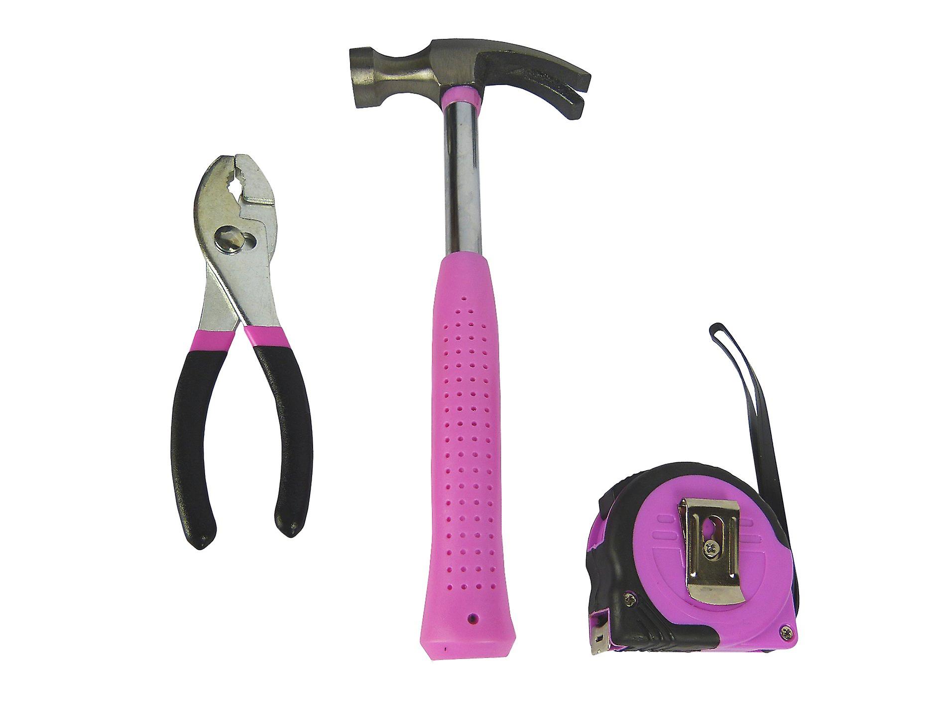 Pink Tool Kit Diy Tool Set In Sturdy Carry Case, Pliers, Screwdrivers ...
