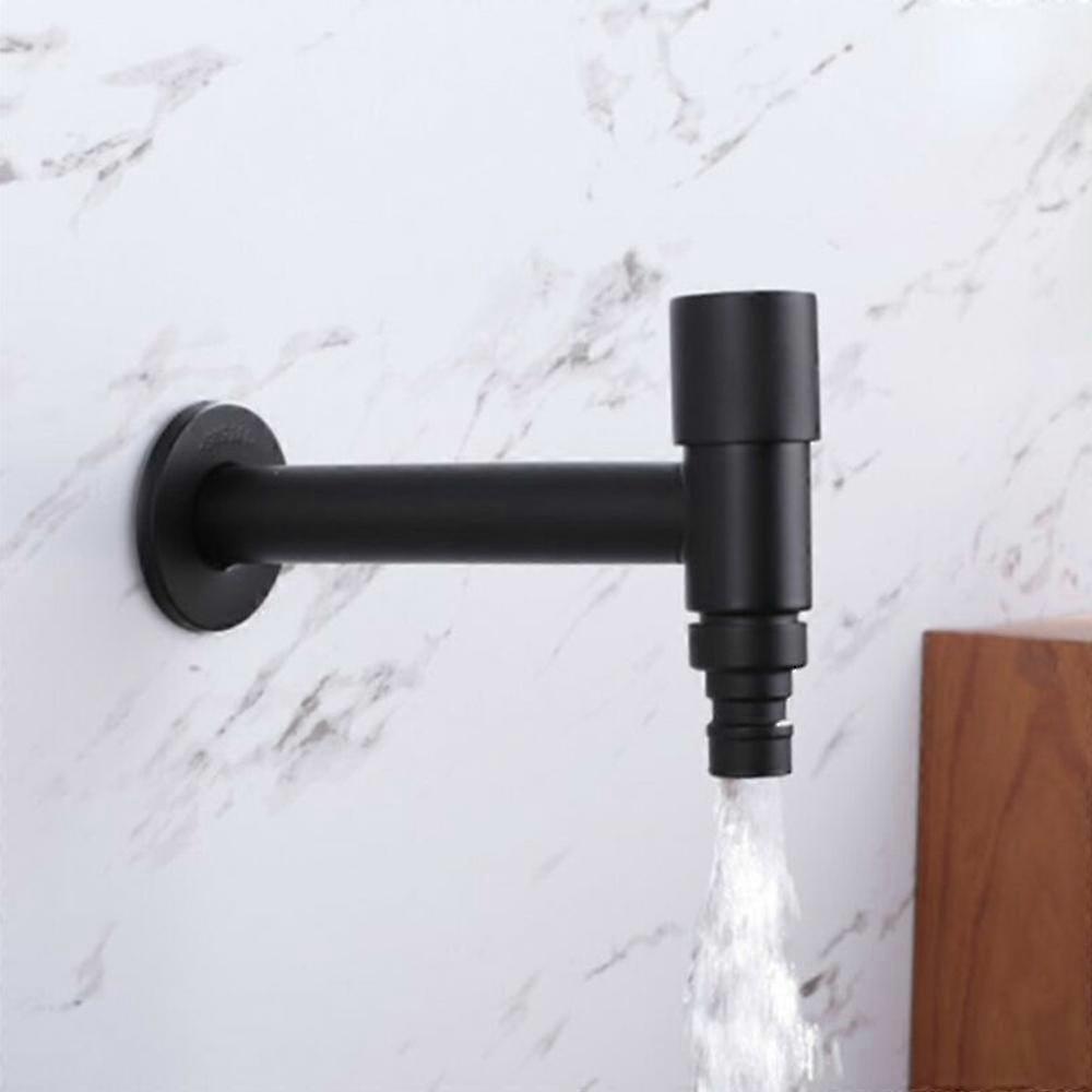 Black Stainless Steel Wall Mounting Faucet Bathroom Cold Water Tap ...