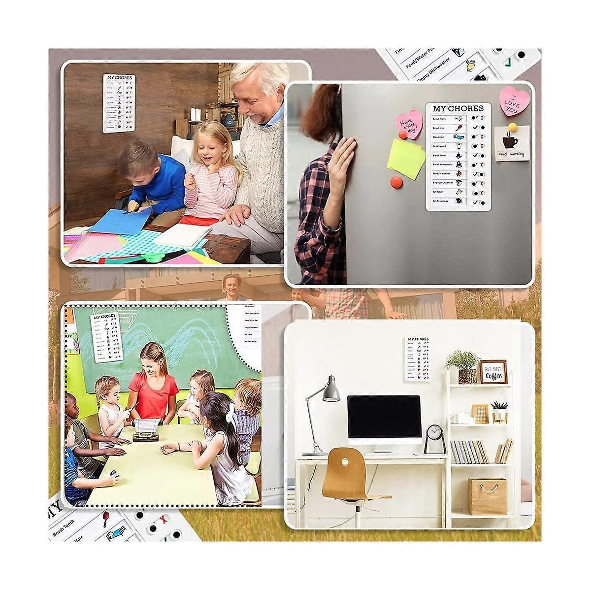 4 Pieces My Chores Check List Board Portable Chore Chart Memo Plastic Board with 10 Detachable ...