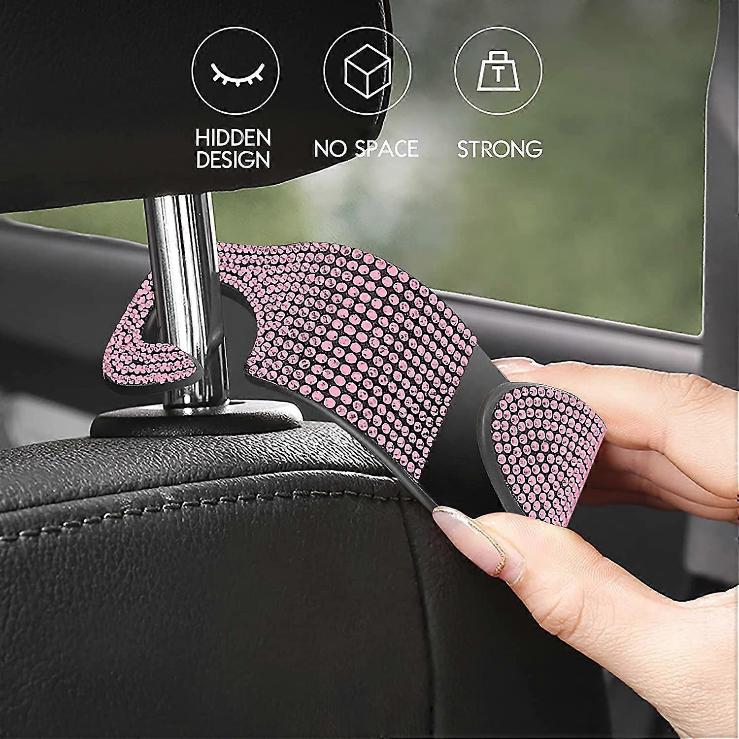 2 Pcs Car Seat Headrest Hooks,Bling Car Accessories with Rhinestone ...