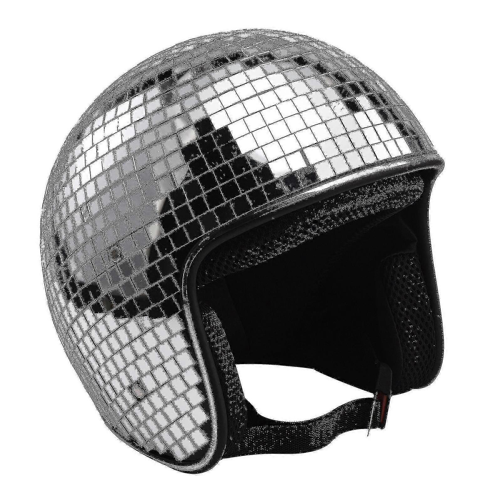 Disco Helmet Glitter Mirror Windshield Cowgirl Party Silver With ...