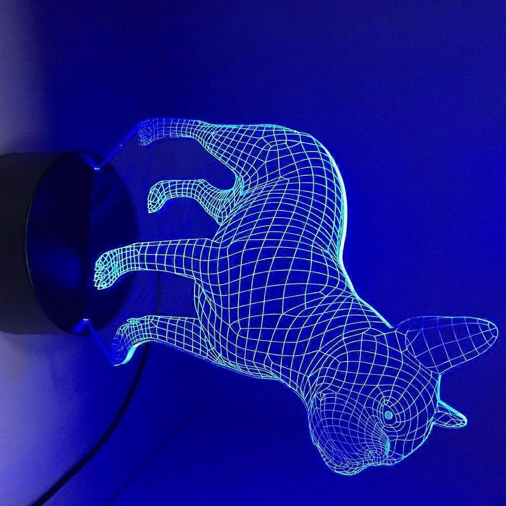 3D French Bull Dog Night Light Animal Table Desk Optical Illusion Lamps ...