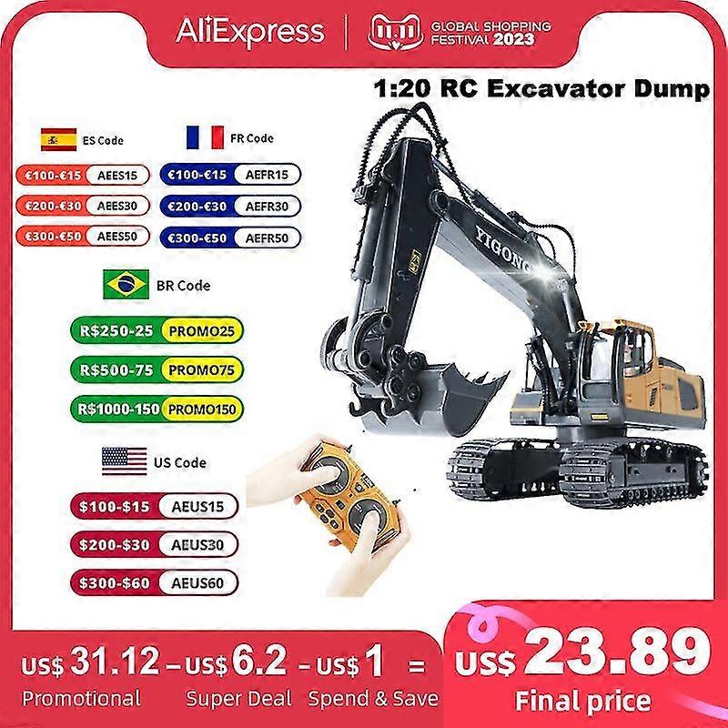 Rc Excavator 1:20 Remote Control Truck 2.4g Rc Crawler Engineering ...