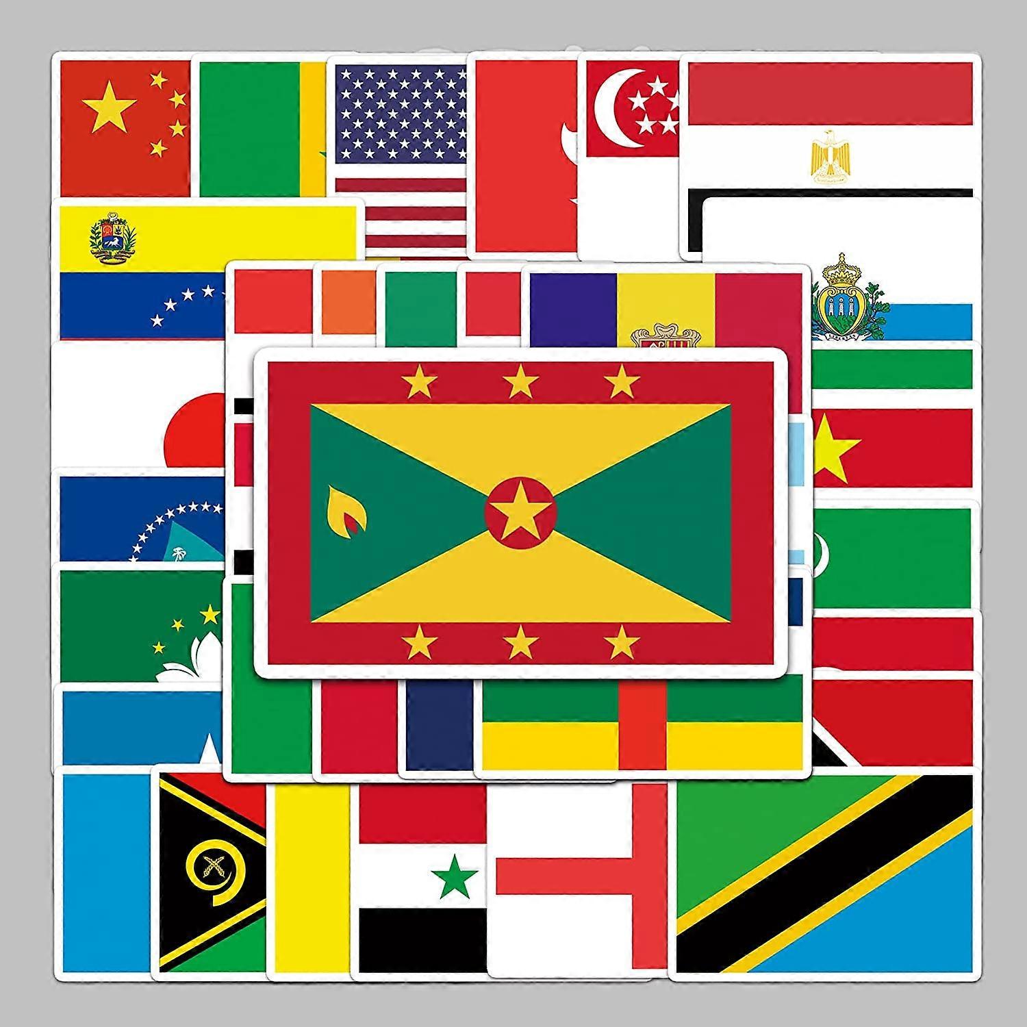 World Flags Stickers Pack of 100-Country Flag in Map Pattern Stickers ...
