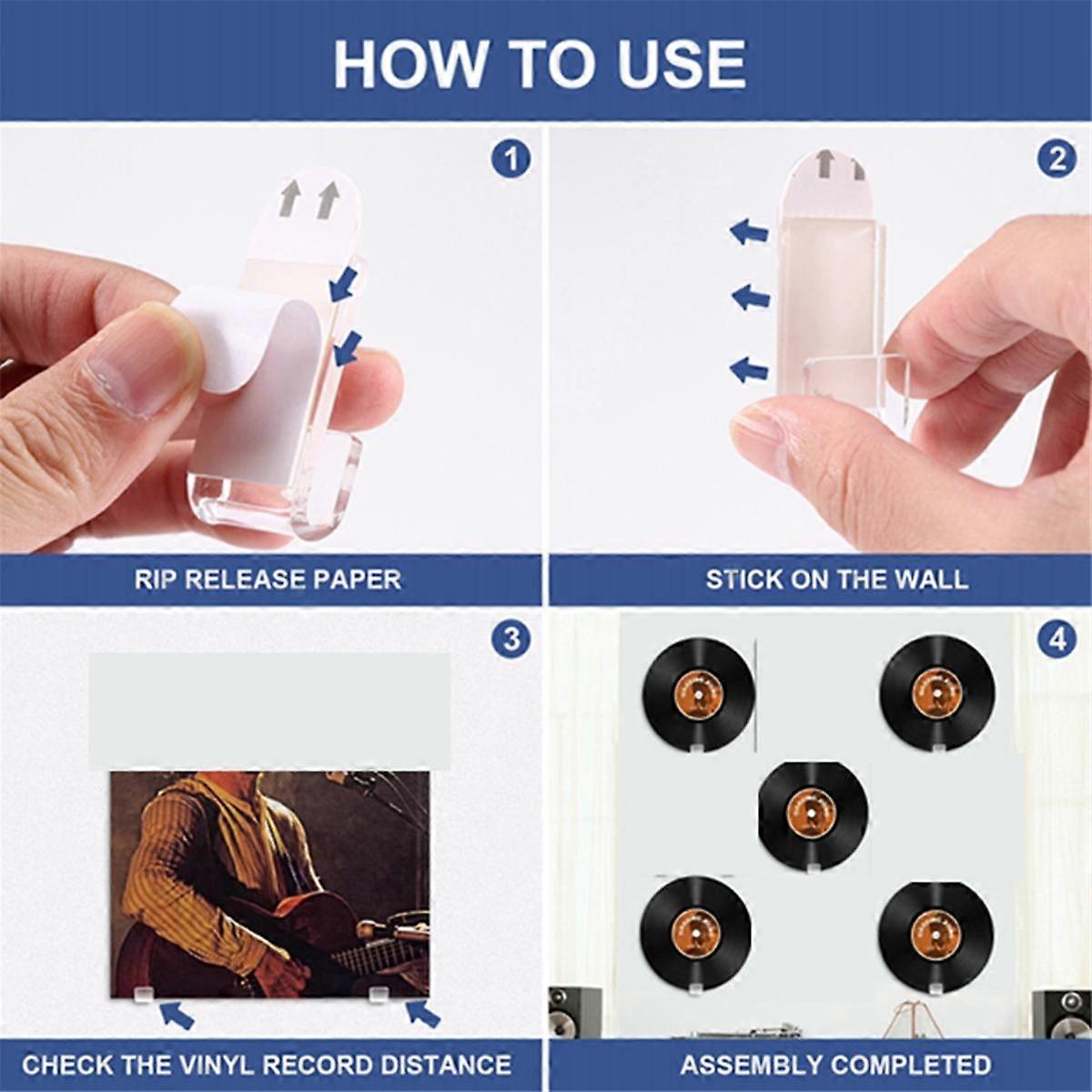 Vinyl Record Wall Mount,18 PCS Acrylic Vinyl Record Holder Self ...