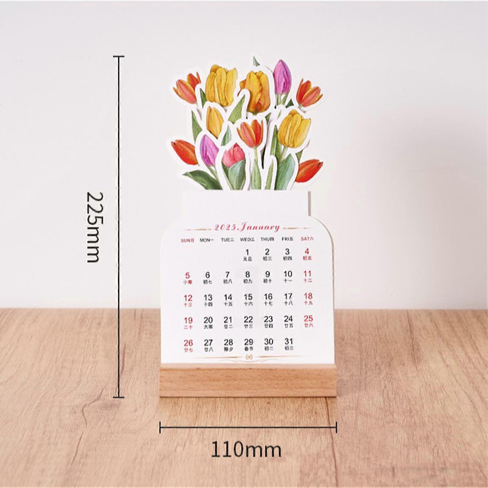 2025 Blooming Flowers Calendar Standing Flower Desk Calendar with ...