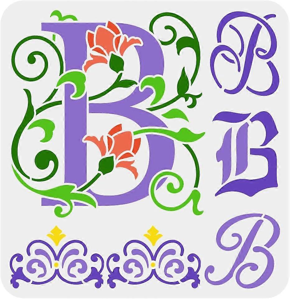 Initial B Painting Stencil 11.8x11.8inch Reusable Graffiti Letter B ...
