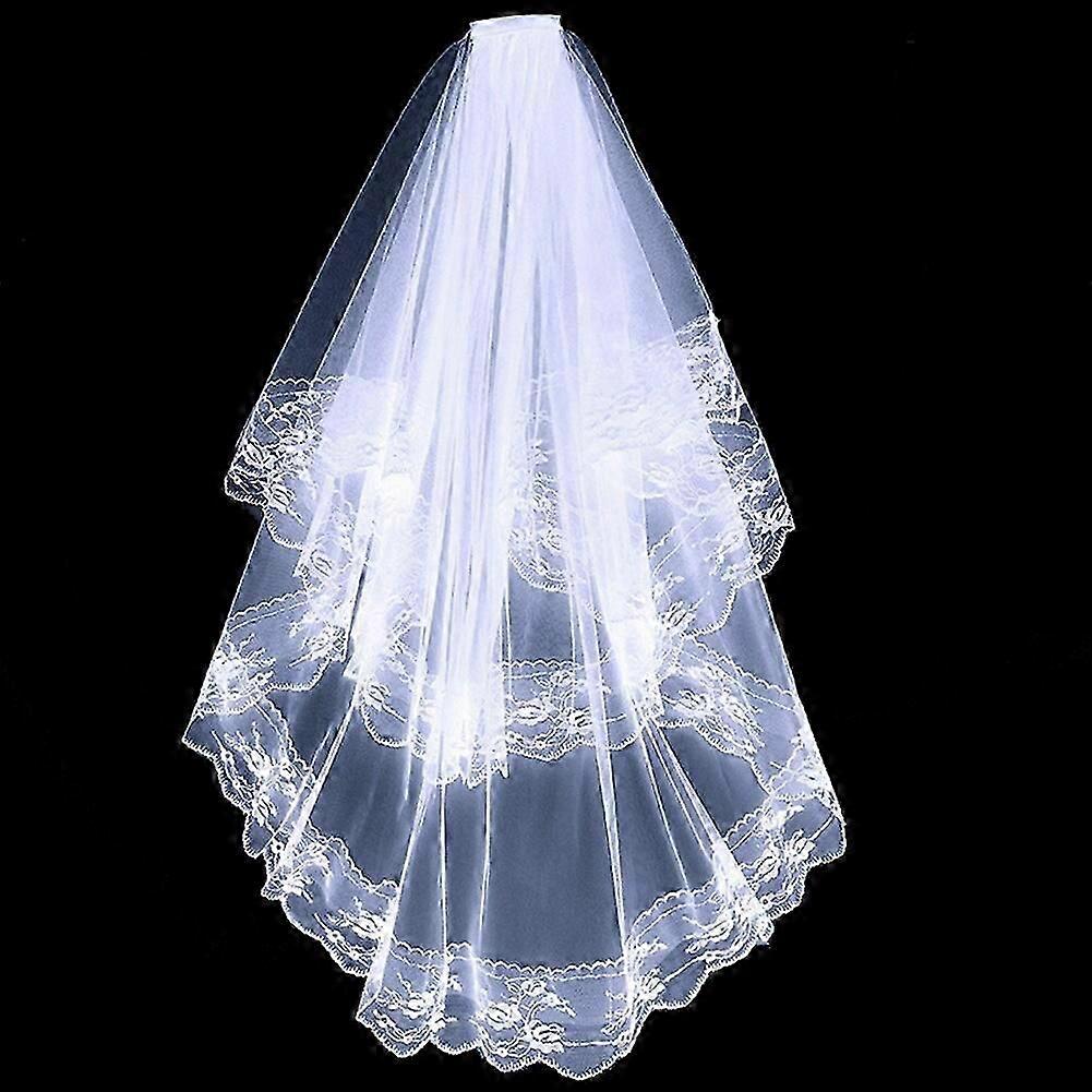 Bridal Veil,3 Tier Short Lace Edge Wedding Bridal Veil with Comb ...