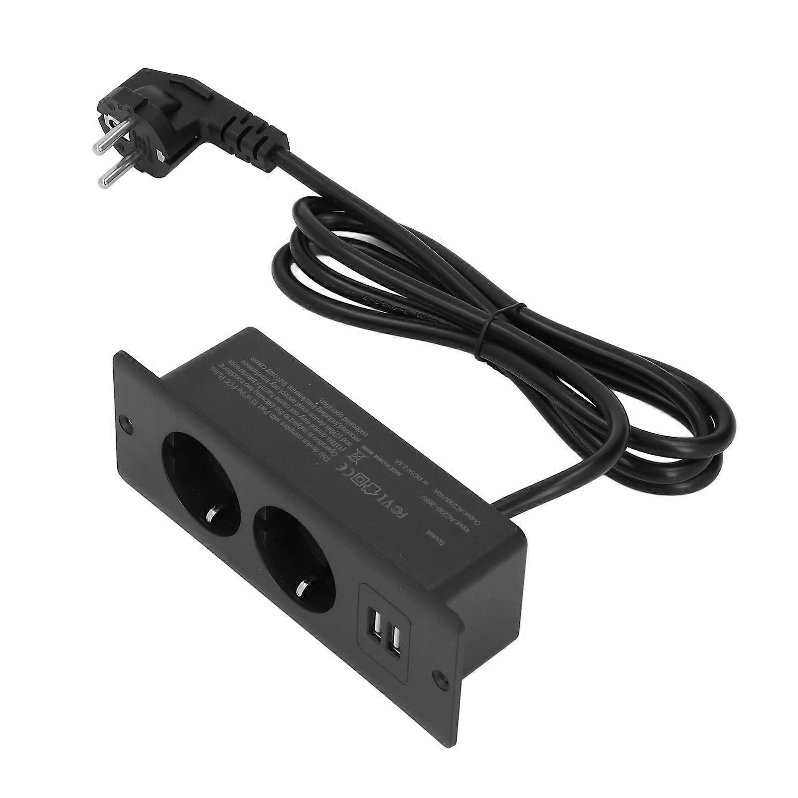 Embedded Power Outlet 2 USB 2 10A Ports Recessed Desk Socket In Desk ...