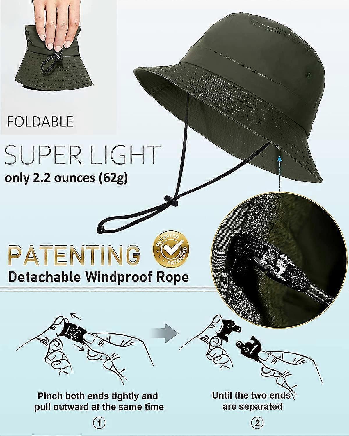 Waterproof Bucket Hat for Women Men Rain Hat UPF 50+ Wide Brim Boonie ...