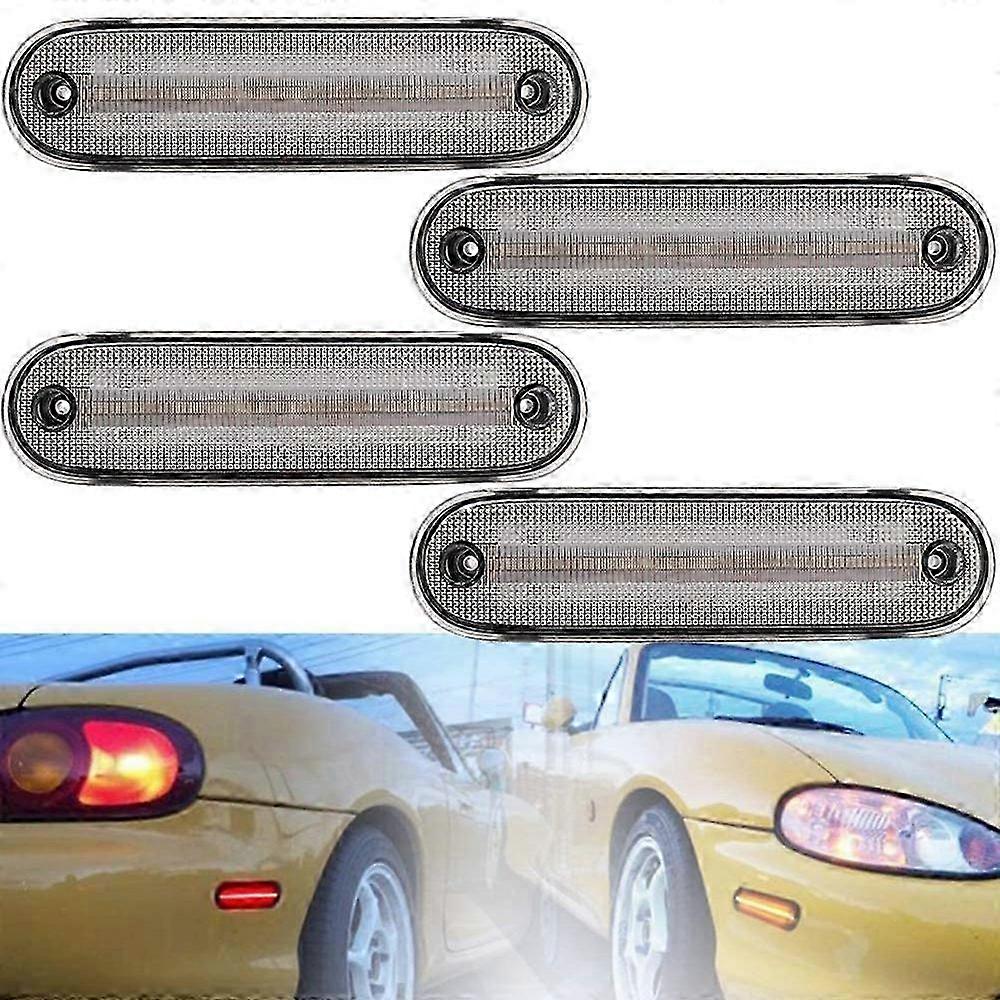 4Pcs LED Side Marker Lights Clear Lens Front Rear Turn Signal Blinker ...