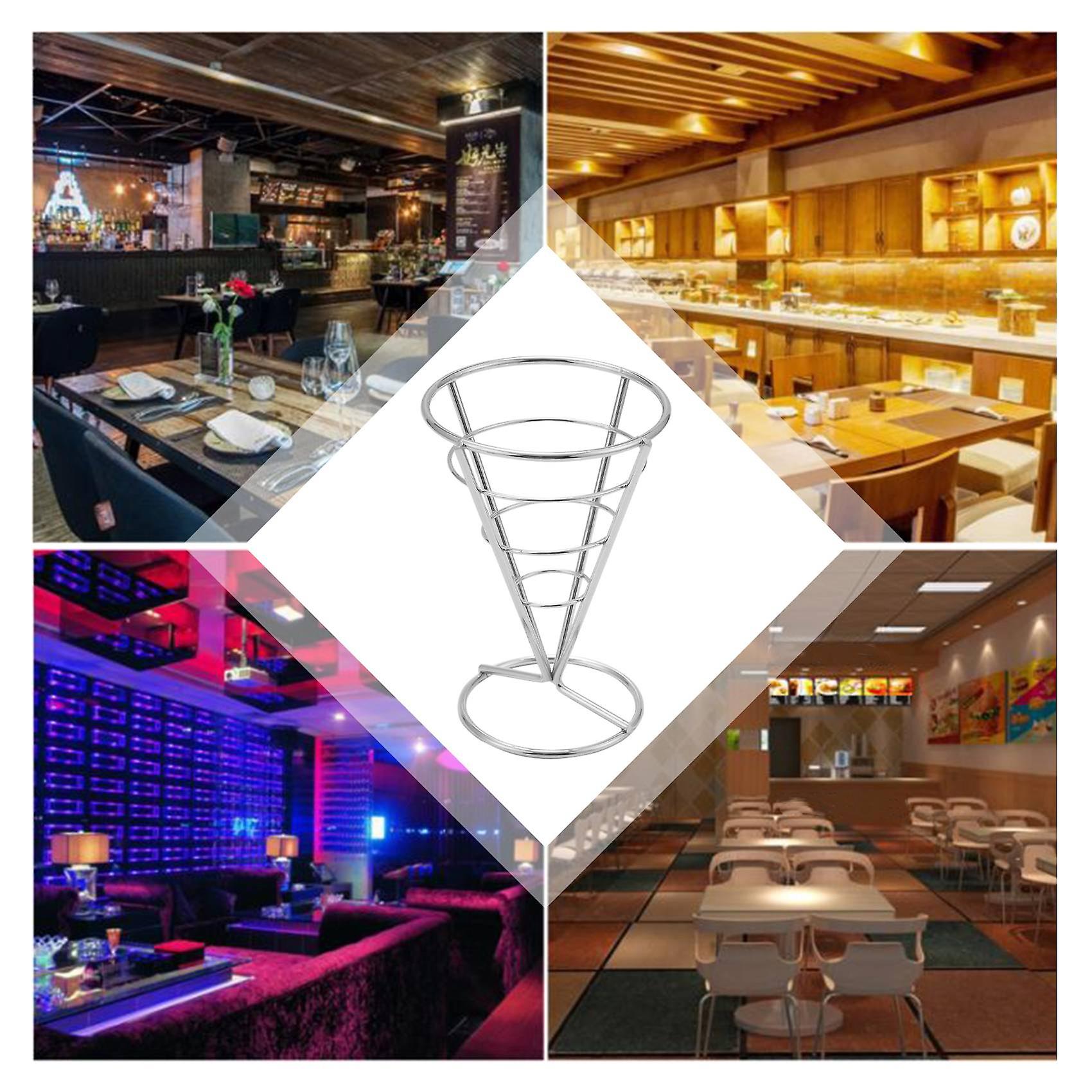 4 Pcs French Fries Stand Cone Basket Fry Holder With Dip Dishe Cone ...