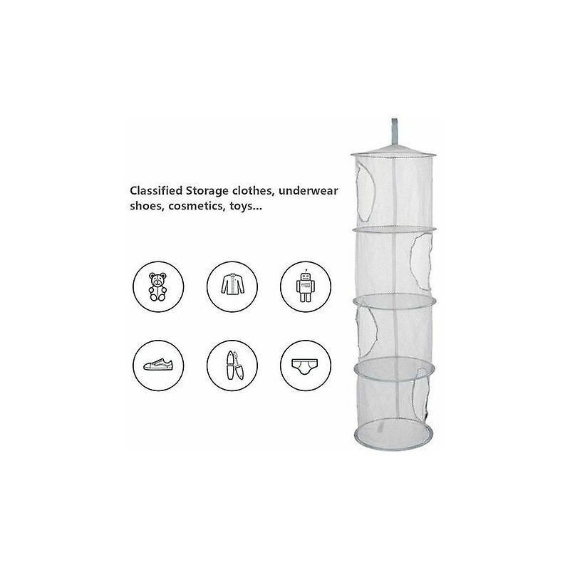 Portable Multifunctional Hanging Storage Net with 4 Compartments (Gray ...