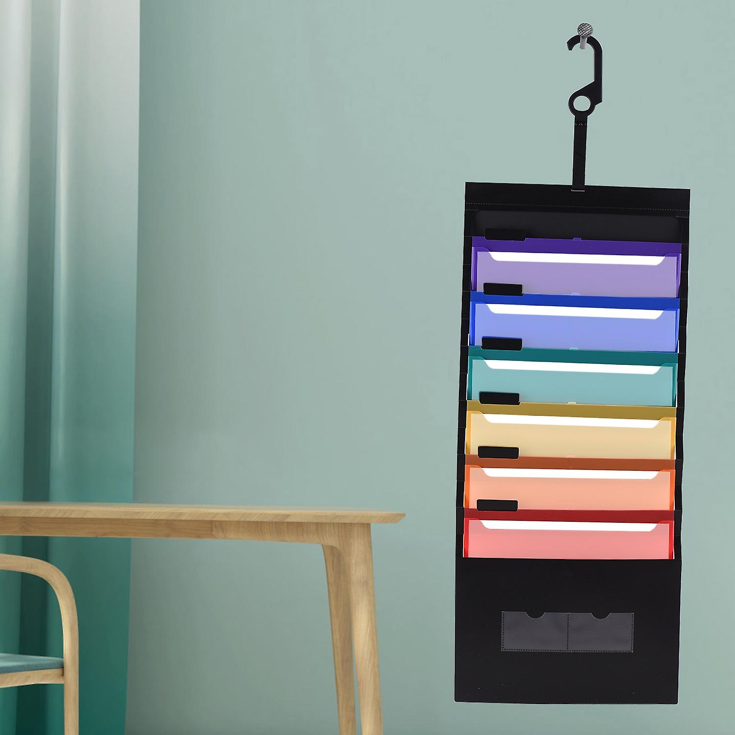 6 Pockets Hanging File Folder Accordian File Organizer A4 Size Wall ...