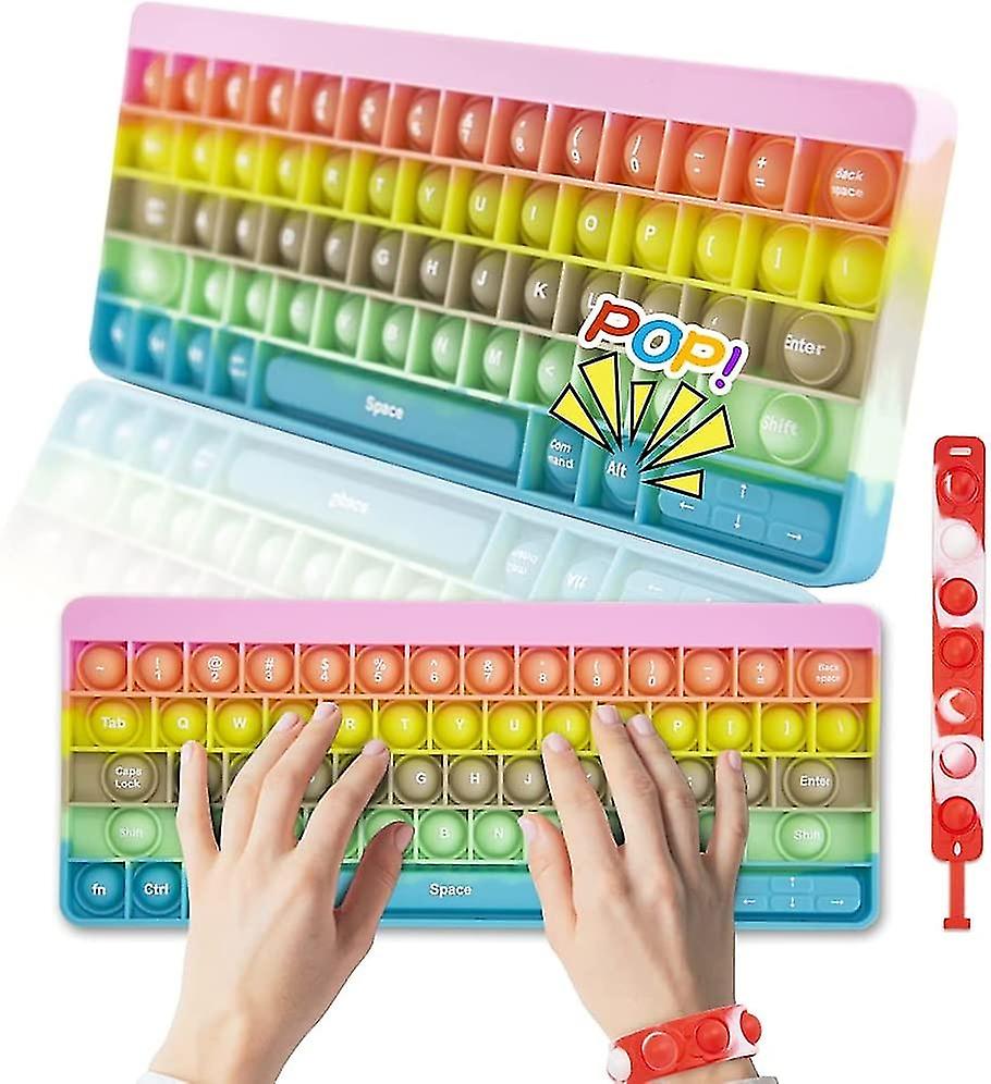 Keyboard Pop Fidget Toy With Letters, Push Pop Bubble Fidget Sensory ...